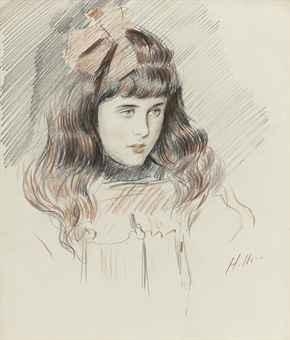 Paul César Helleu | Portrait of Ellen Helleu, the artist's daughter ...