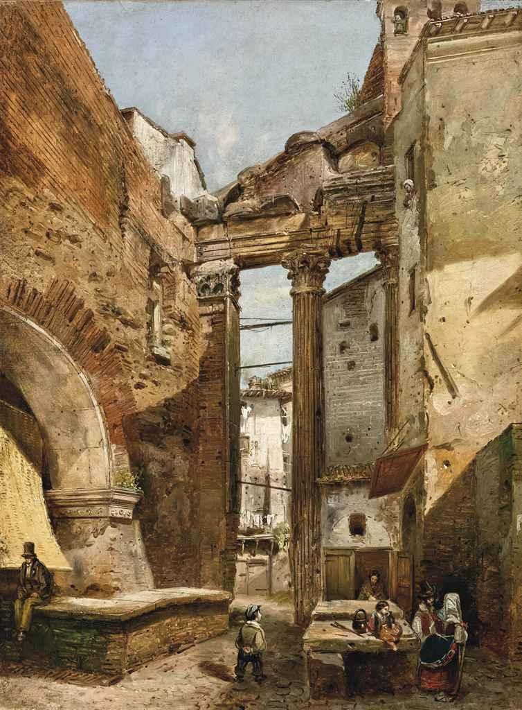 Gerolamo Induno | Roma, il Portico di Ottavia | MutualArt