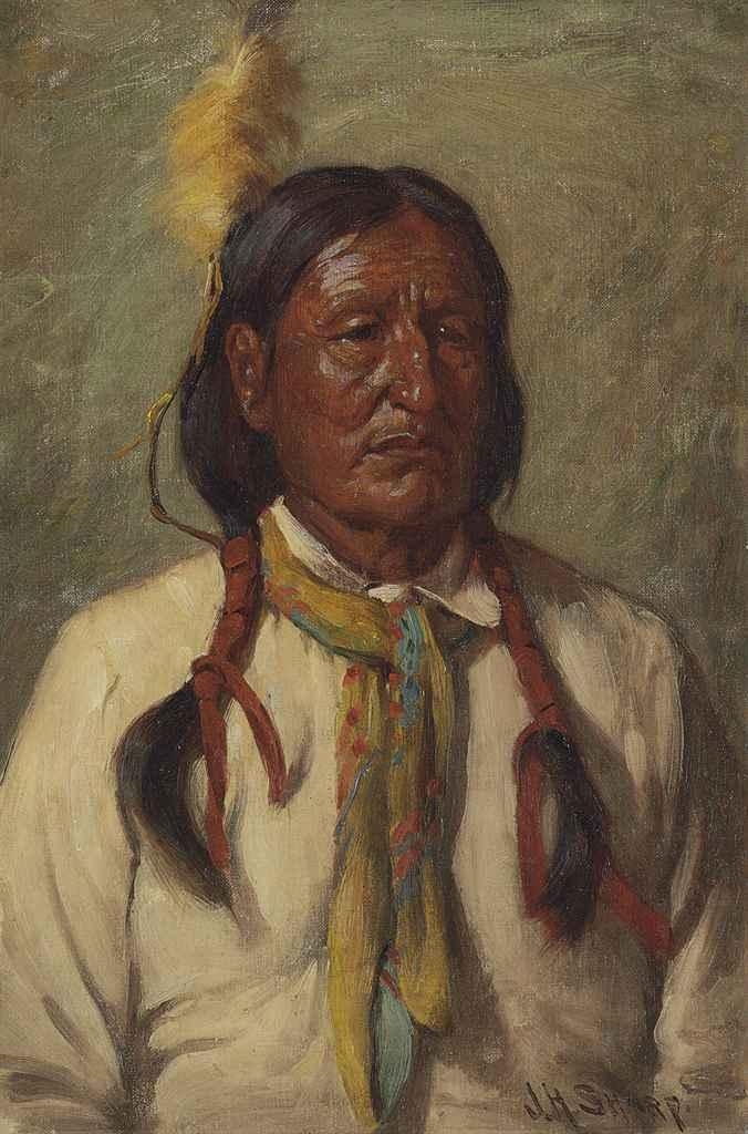 Joseph Henry Sharp | Chief Laban Little Wolf (Circa 1901) | MutualArt