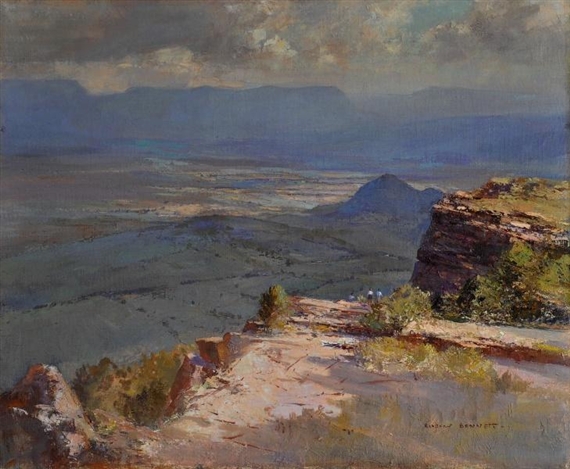 Rubery Bennett | View from an Escarpment with Figures | MutualArt