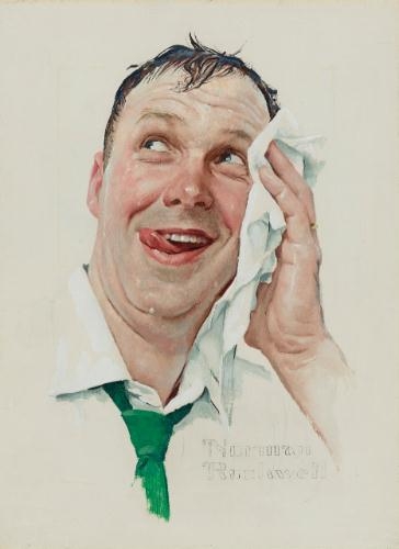 Norman Rockwell | Doctor Relaxing with Tea (1958) | MutualArt