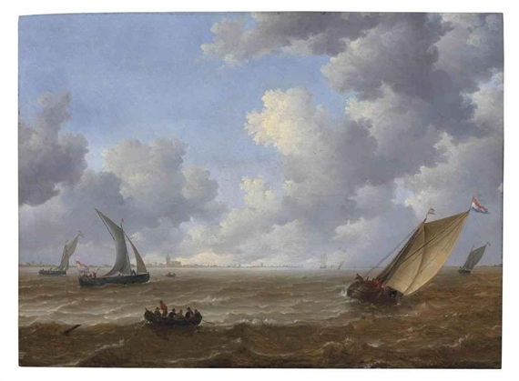 Van Diest Jeronymus | Wijdschips tacking offshore in a stiff breeze ...