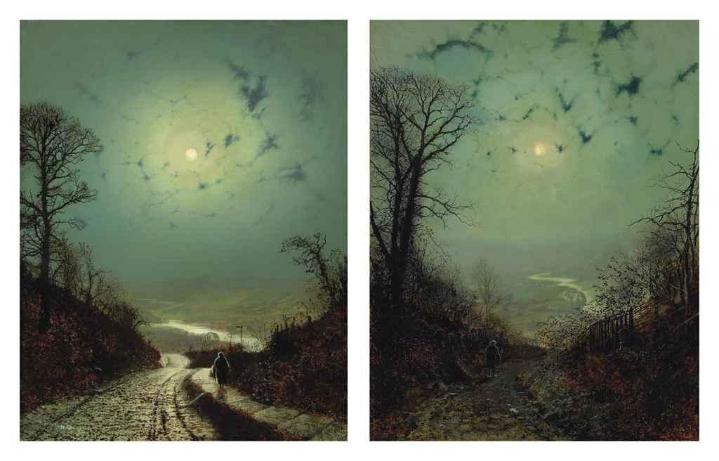 John Atkinson Grimshaw | Full moon, Roundhay Park Castle (1872) | MutualArt
