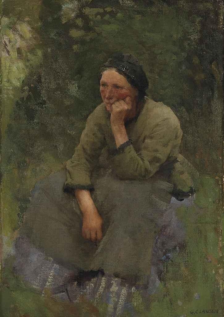 George Clausen | A moment's rest (1882) | MutualArt