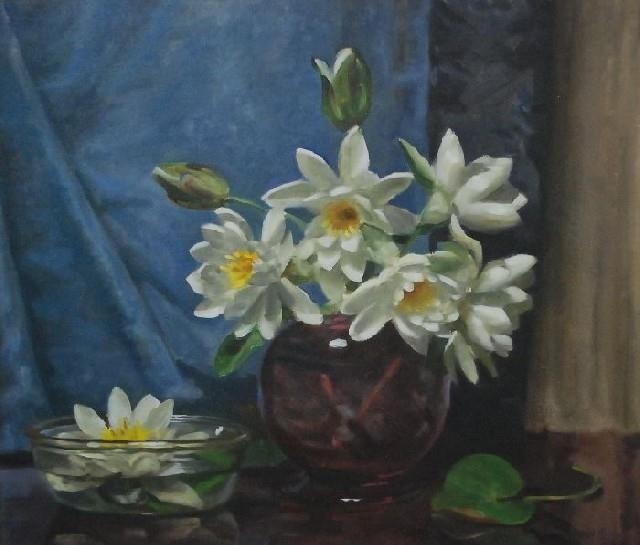 Violet McInnes | Lilies in a Ruby Glass Vase | MutualArt