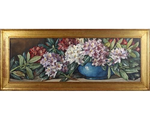 Giovanni Barbaro | Still life of rhododendrons in a blue bowl | MutualArt