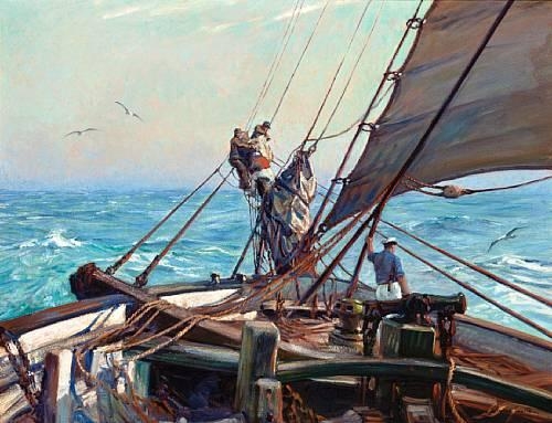 Frank Vining Smith | A crew manning sail | MutualArt