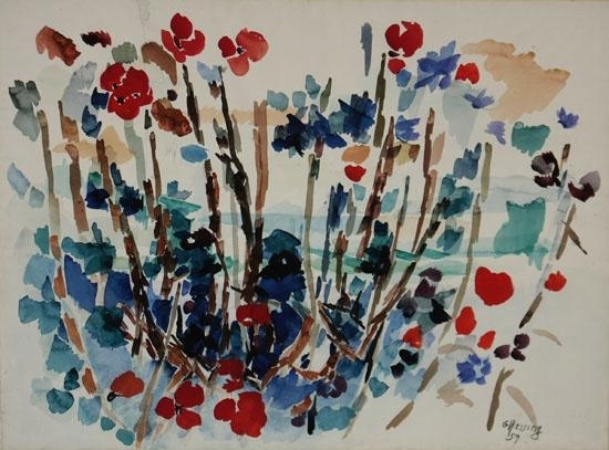 Gustav Hessing | Landscape with Flowers and Foliage (1959) | MutualArt