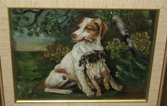 Lynn G. Stauffer | Portrait of dogs in a landscape setting | MutualArt