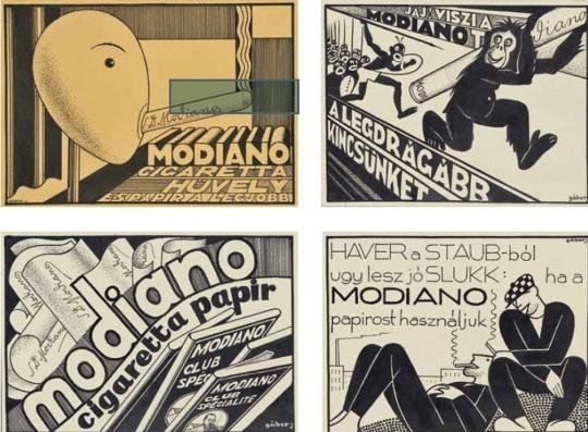 Jenő Gábor | 4 Works: Modiano-pamphlet designs | MutualArt