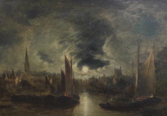 John Crome | Moonlit Norwich river landscape | MutualArt