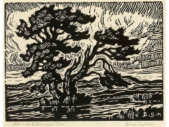 Birger Sandzén | Hills and cottonwood trees | MutualArt