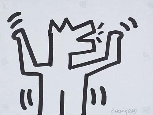 Keith Haring | 2 works: Jumping Man; Standing Dog (1988) | MutualArt