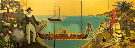John Holmwood | Captain Cook Mural (5 panels) (1967) | MutualArt