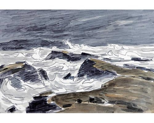 Kyffin Williams | 2 Works: Anglesey church and cottage; Stormy sea ...
