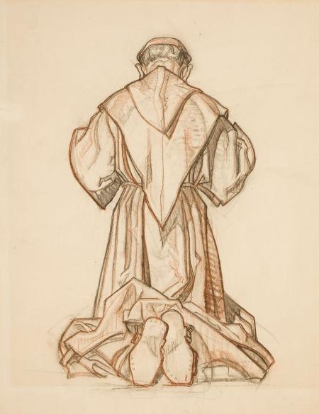 Dean Cornwell | Study of Monk for The Founding of Los Angeles mural ...