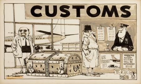 Patrick Bruce Oliphant | Customs, cartoon illustration | MutualArt