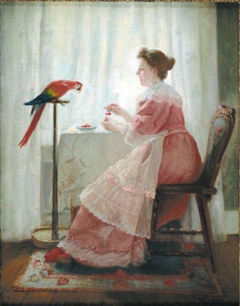Edward Percy Moran | Feeding Parrot | MutualArt