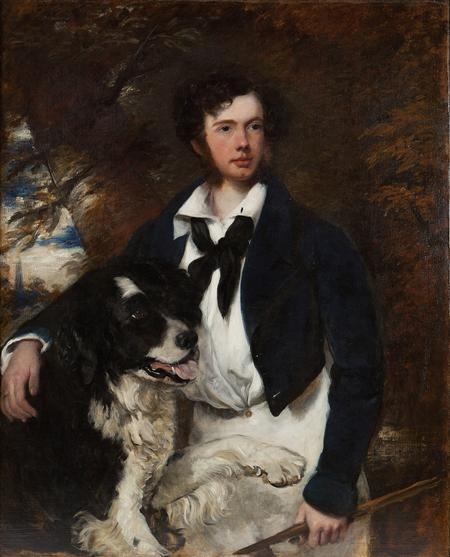 Francis Grant | Two Girls with Their Dog at the Entrance of a Garden ...