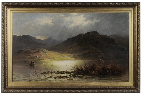 Charles Stuart | Highland Landscape With Figures in a Boat (1886 ...