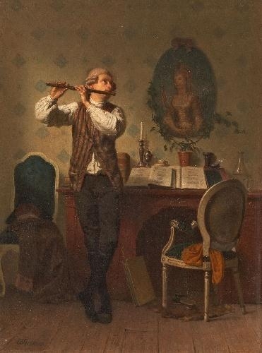 Georg Reimer | INTERIOR WITH FLUTE PLAYER | MutualArt