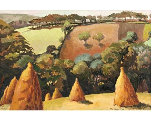 John Elwyn | Landscape with haystacks (1938) | MutualArt