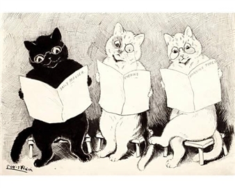 Louis Wain | Three cats reading the daily papers, and 1 more work ...