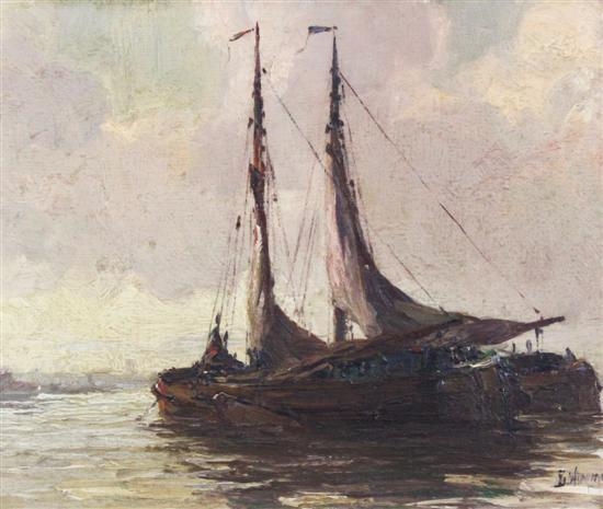 Gerardus Wiegman | Sail barges at dusk | MutualArt