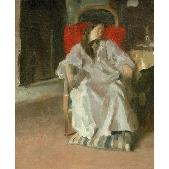 Louis Loeb | Woman Seated in an Armchair | MutualArt