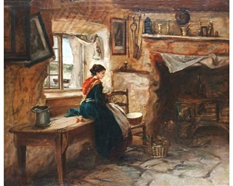Thomas Kent Pelham | Apple peeling at an open window | MutualArt