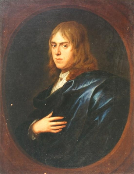 Sir Peter Lely | Portrait of a Gentleman in a Blue Cloak | MutualArt