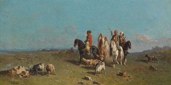 Victor Huguet | Steppenreiter mit Schafen und Ziegen | MutualArt