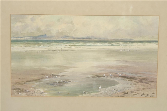 Thomas Swift Hutton | Beach scene with seabirds | MutualArt