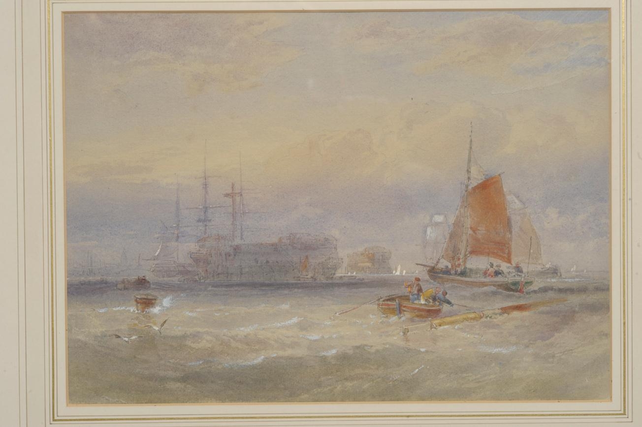 Edwin Hayes | Hulks in Portsmouth Harbour | MutualArt