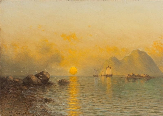John Olson Hammerstad | Harbor Outlet with Boats and Rocks | MutualArt