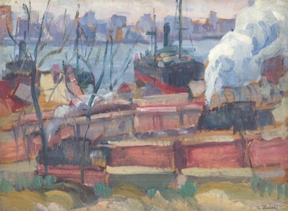 Nicholas Luisi | View Across the Hudson from the Train Yard | MutualArt