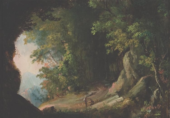 Charles Codman | Untitled Landscape of Two Hikers in a Wilderness ...