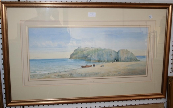 Albert George Adams | Coastal View with Figures (1865) | MutualArt