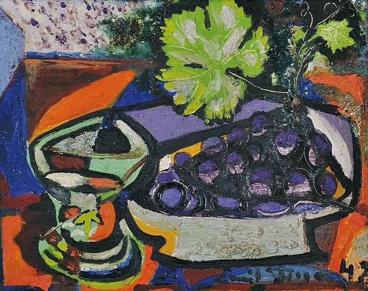 Emil Filla | Still Life with Fish and Bowls on Table (1949) | MutualArt