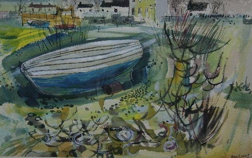 Ray Evans | colourful boats and houses | MutualArt