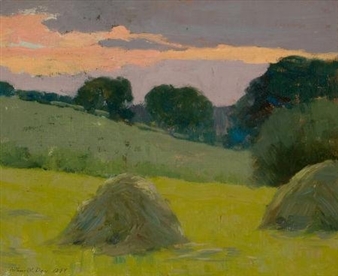 Arthur Wesley Dow | Landscape with Sunset | MutualArt