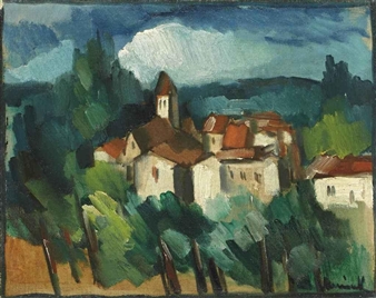 Maurice deVlaminck | PAYSAGE AUX TOITS ROUGES | MutualArt