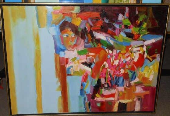 Sidney Smiley | Woman amid bouganvilla (1980) | MutualArt