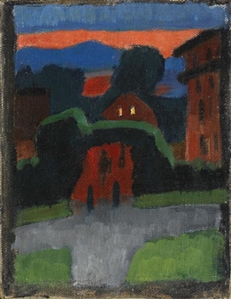 Gabriele Münter | Staffelsee mit rotem Haus (1908) | MutualArt