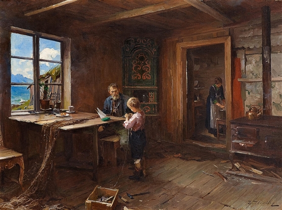 Even Ulving | Interiør fra en fiskerstue | MutualArt