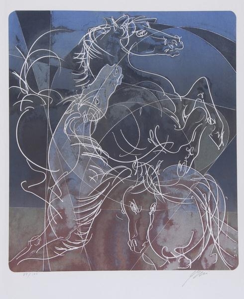 Hans Erni | Nulla dies sine linea; Zwei Tauben (1960s) | MutualArt