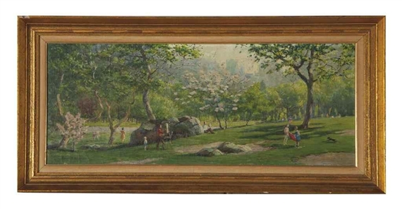 S. Mayer | A painter in Central Park (1954) | MutualArt