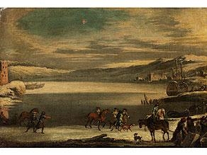 Johann Philipp Lembke | WINTER RIVER LANDSCAPE WITH DRAWING ENDS tabs ...