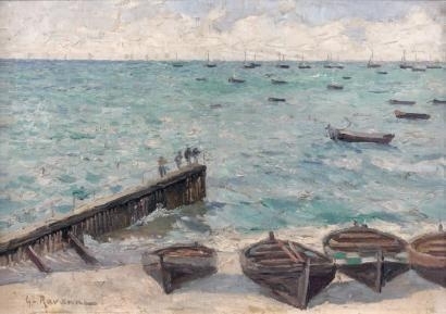 Léon Gustave Ravanne | Barques sur la plage | MutualArt