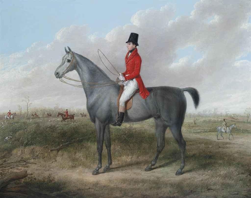 James Walsham Baldock | A gentleman on his grey hunter, a hunt beyond ...